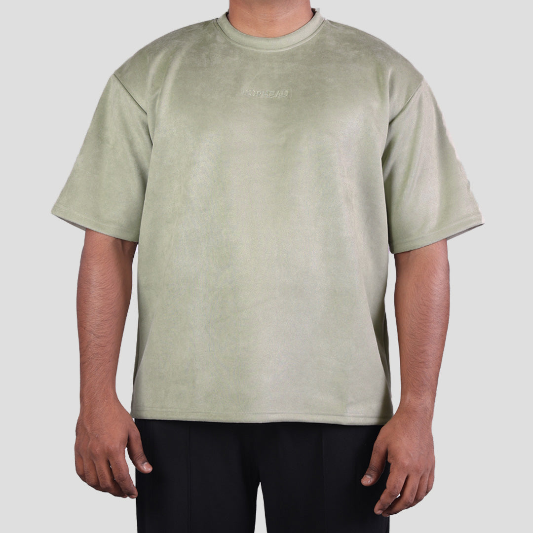 Moss Green Embroidered Suede T-shirt - Hophead – Hophead