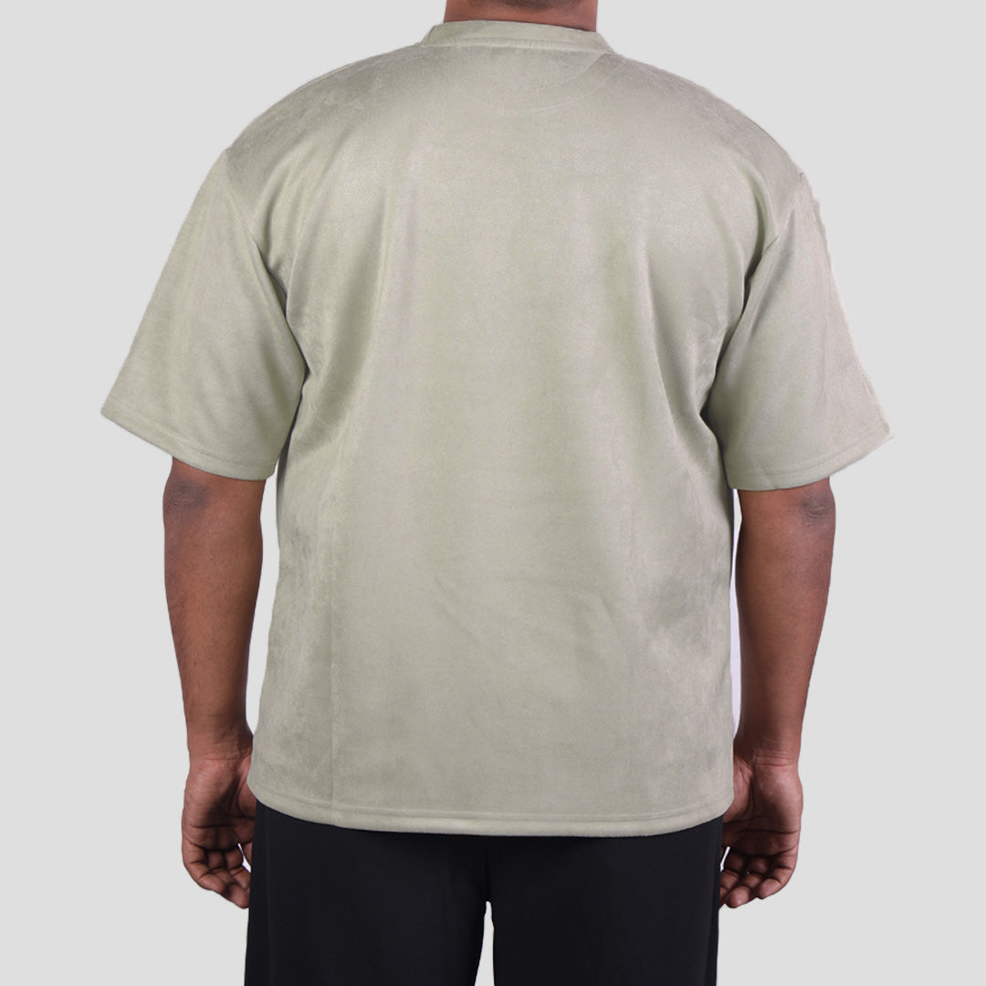 Moss Green Embroidered Suede T-shirt - Hophead – Hophead