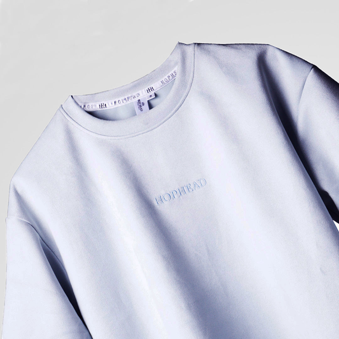 POWDER BLUE EMBROIDERED SUEDE T-SHIRT – Hophead