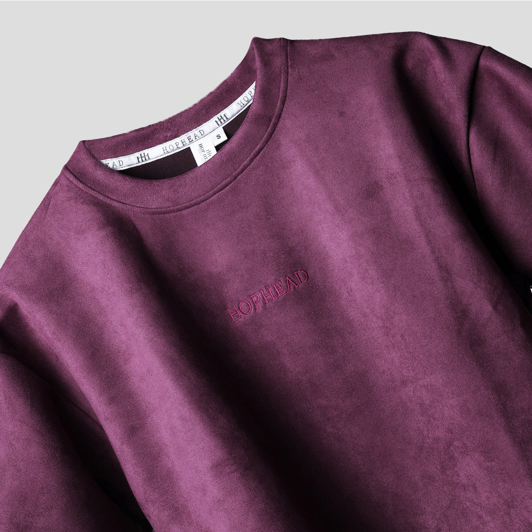 TYRIAN PURPLE EMBROIDERED SUEDE T-SHIRT – Hophead